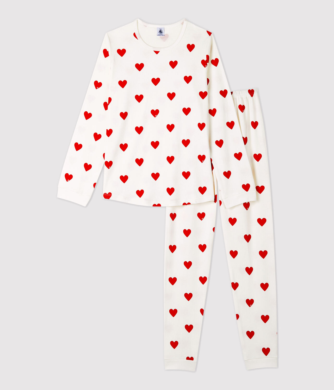 Pyjama Aus Bio Baumwolle Mit Rotem Herz Motiv Mädchen Damen