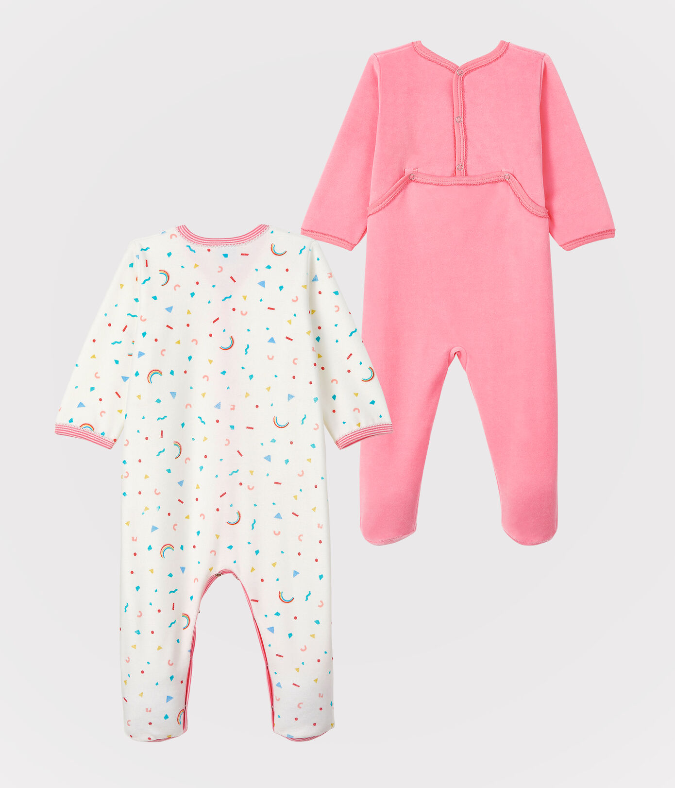 2er-Set Baby-Strampler für Mädchen aus Samt variante 1 | Petit Bateau