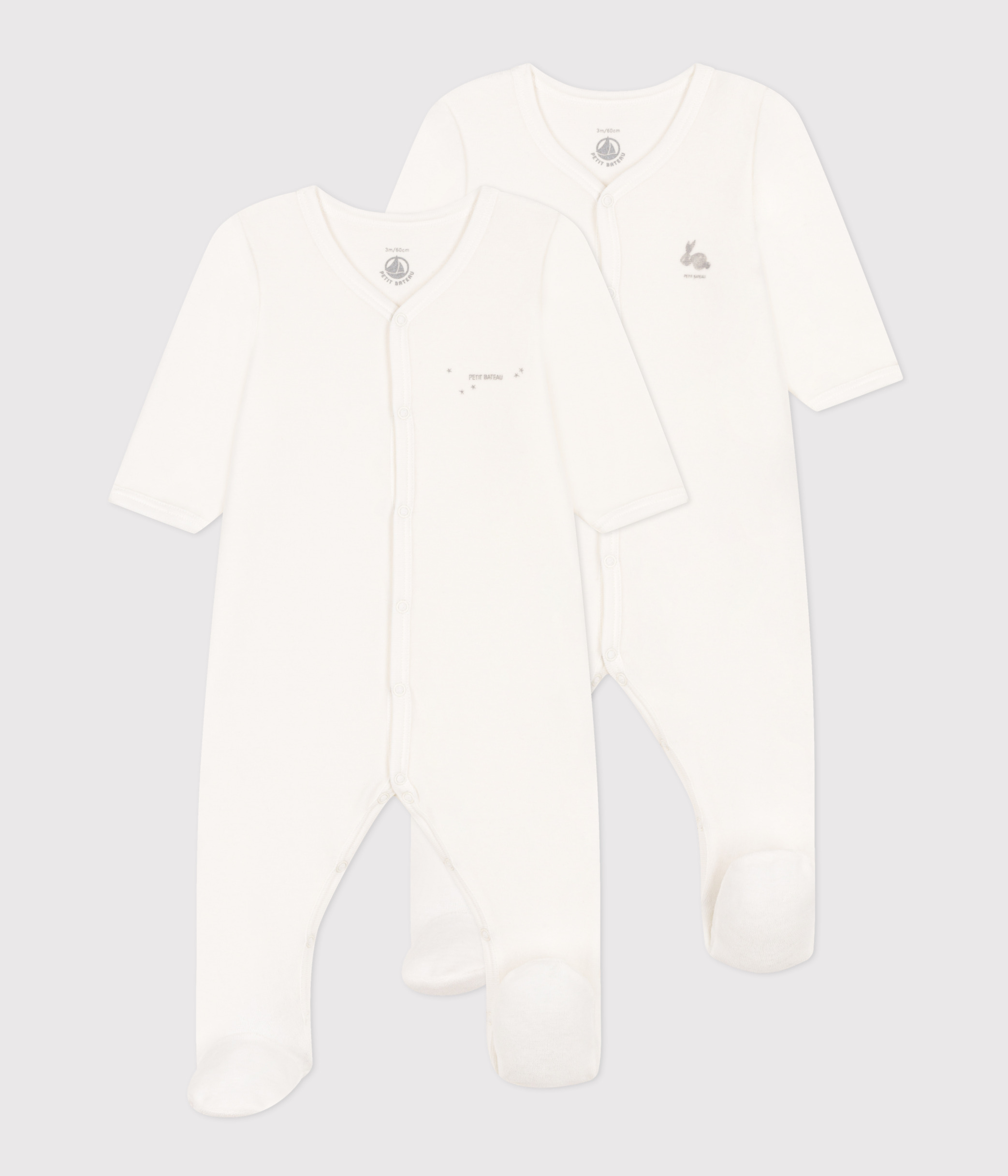 2er-Set Baby-Strampler aus Samt variante 1 A09QU00 | Petit Bateau